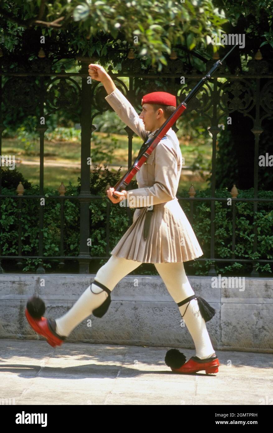 Athens, Greece, June 1999; A ceremonial guard marching up and down ...