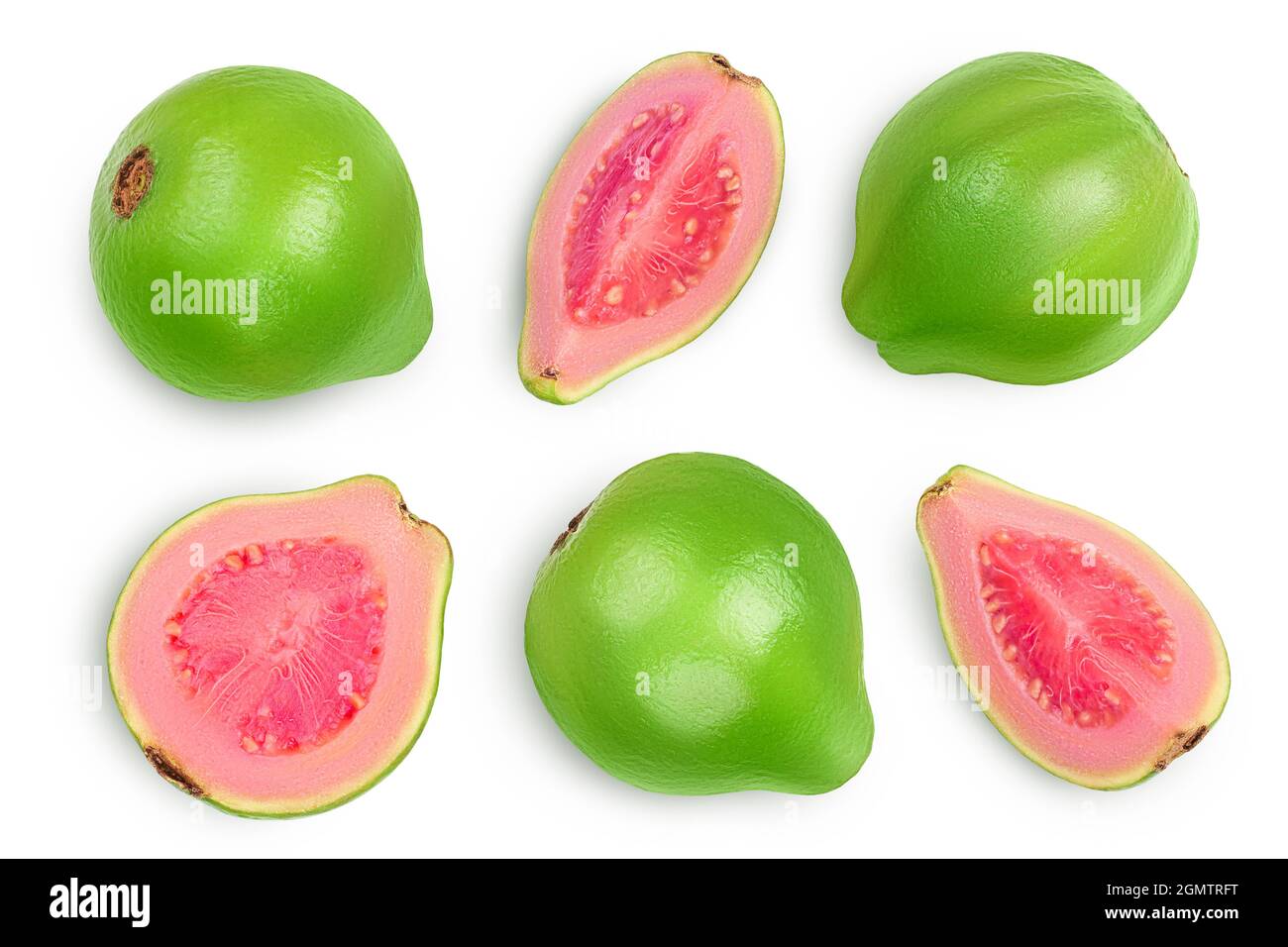 Guava fruit with slices isolated on white background with clipping path ...
