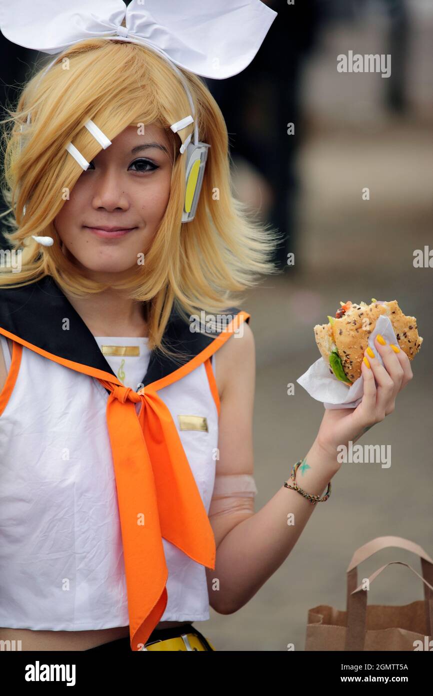 London, England - 23 May 2009; one woman in shot. One of many Cosplay ...