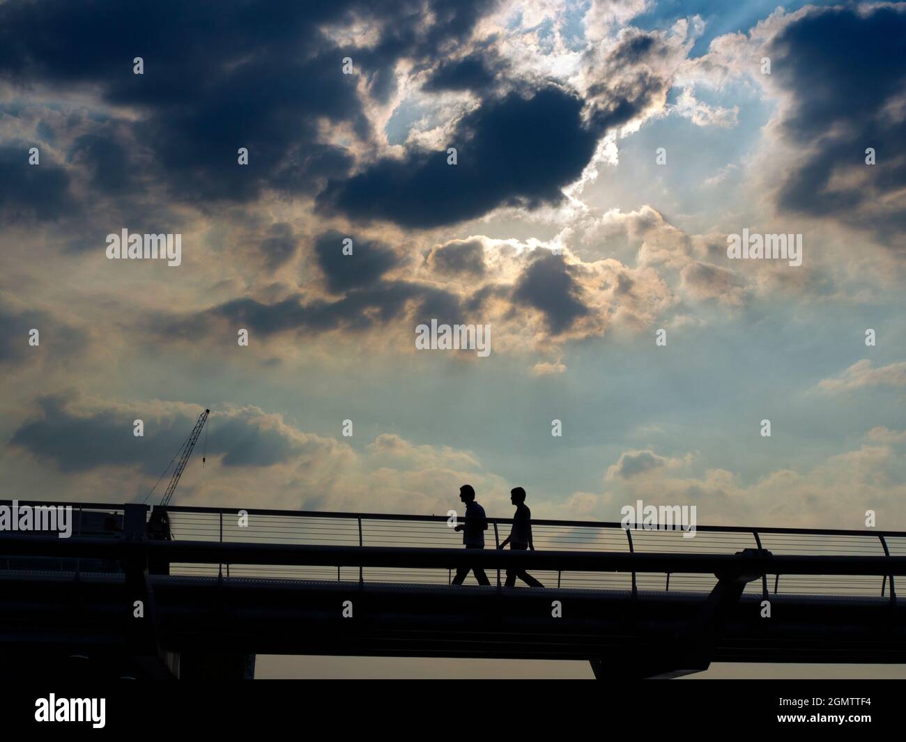 The futuristic London Millennium Footbridge, is a steel suspension ...