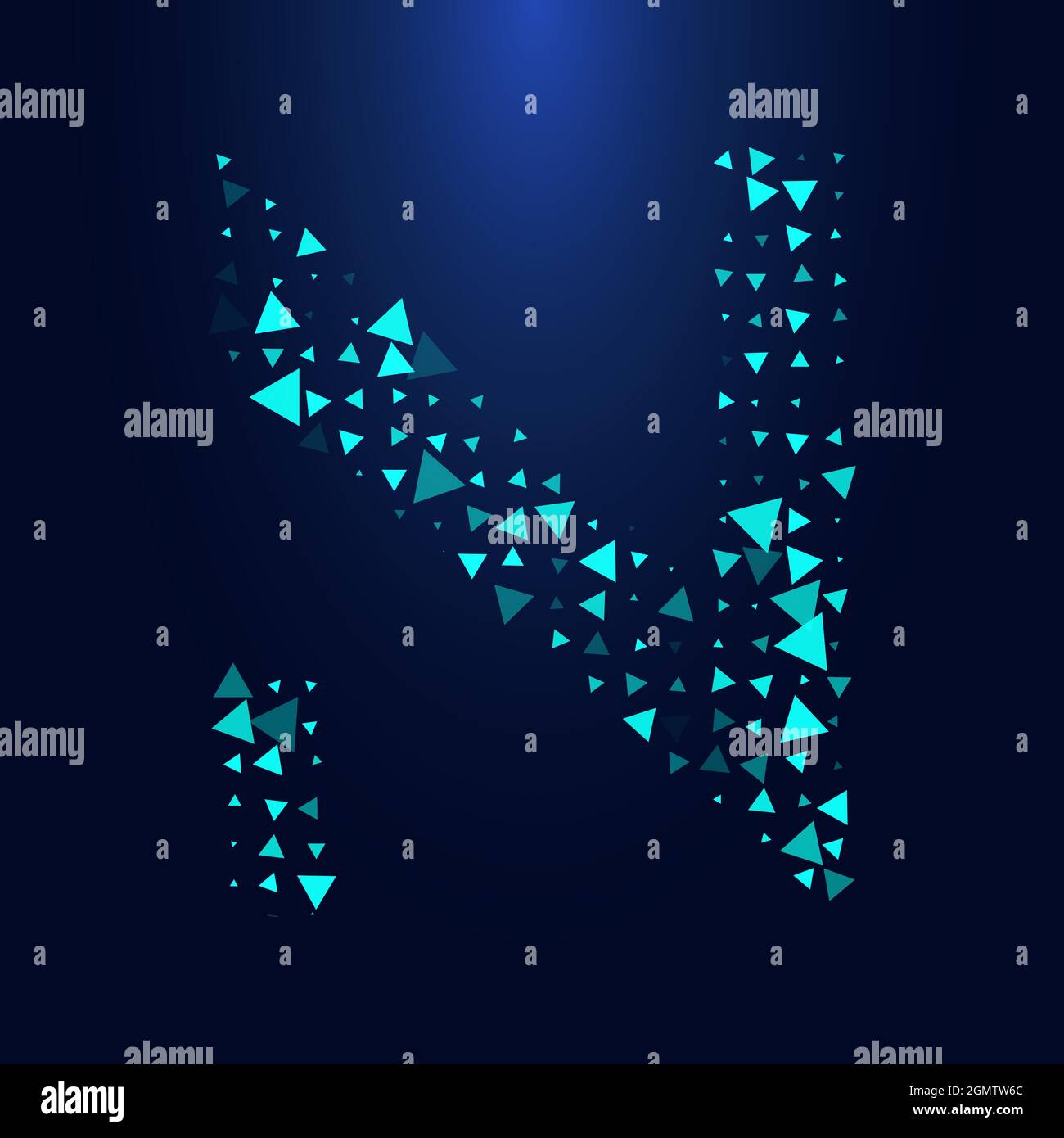 Futuristic triangular letter N in halftone. Letter illustration ...