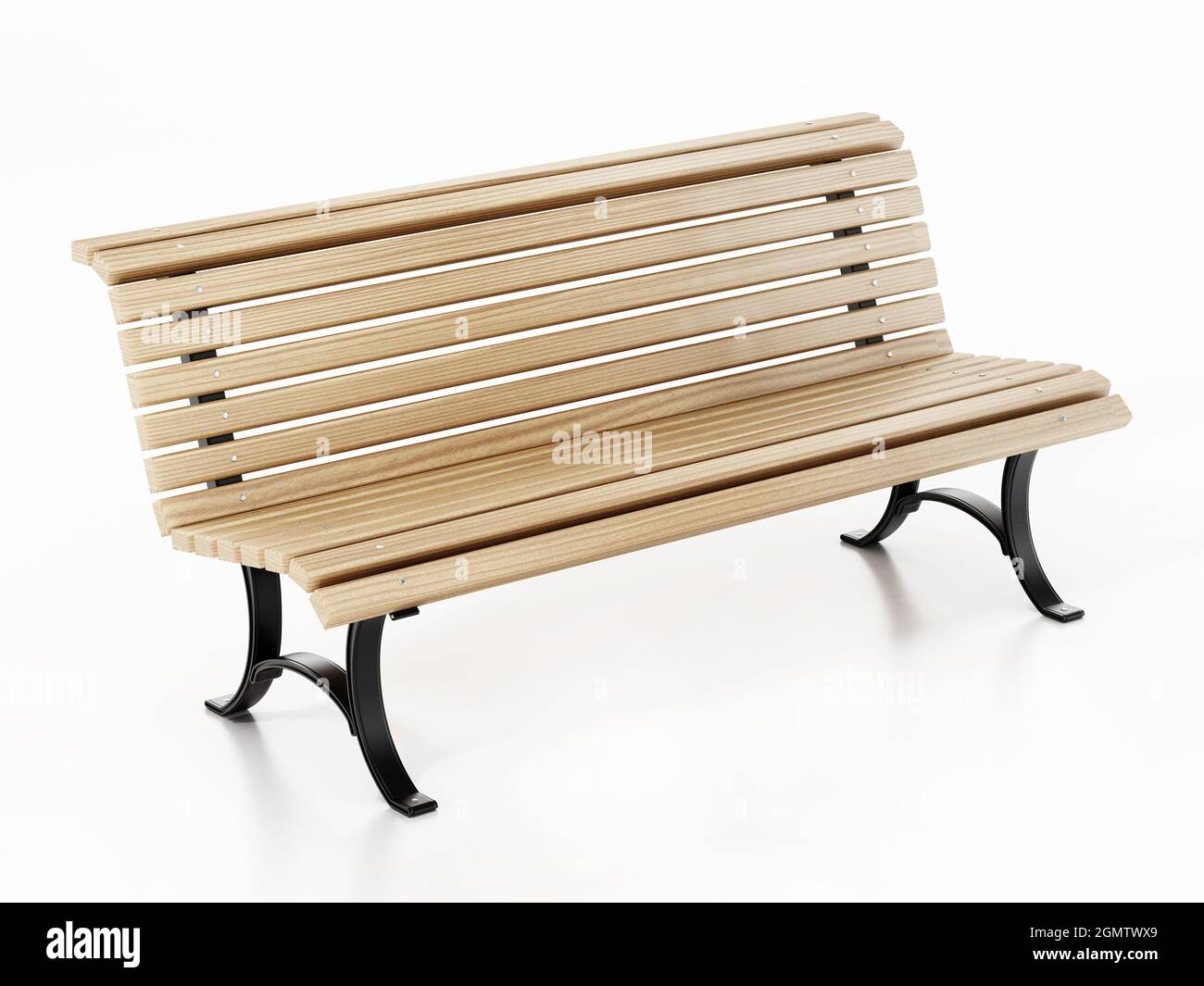 Wooden park bench isolated on white background. 3D illustration Stock ...