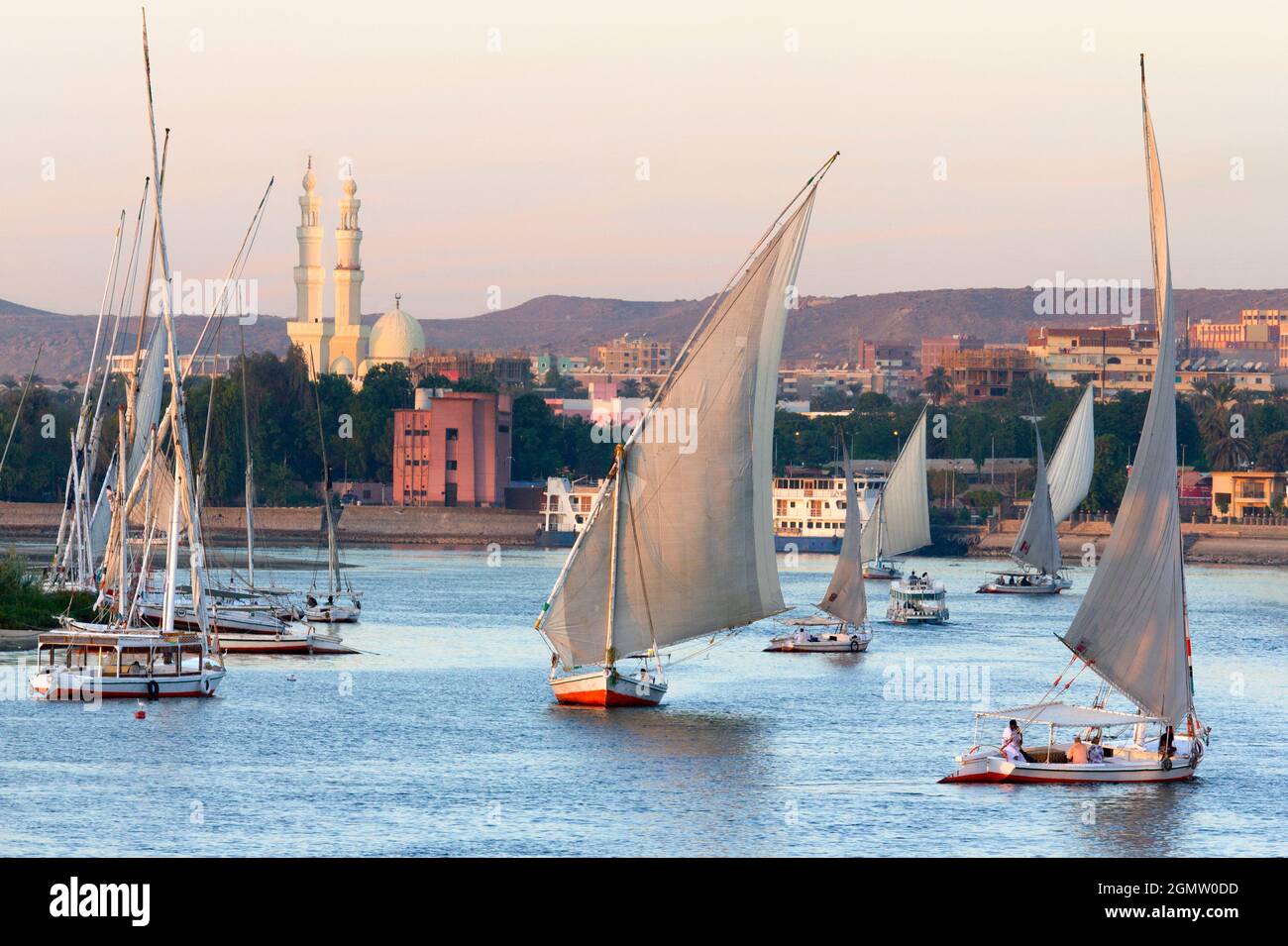 Aswan, Egypt - 2 December 2010; A magical scene as dusk falls over the ...