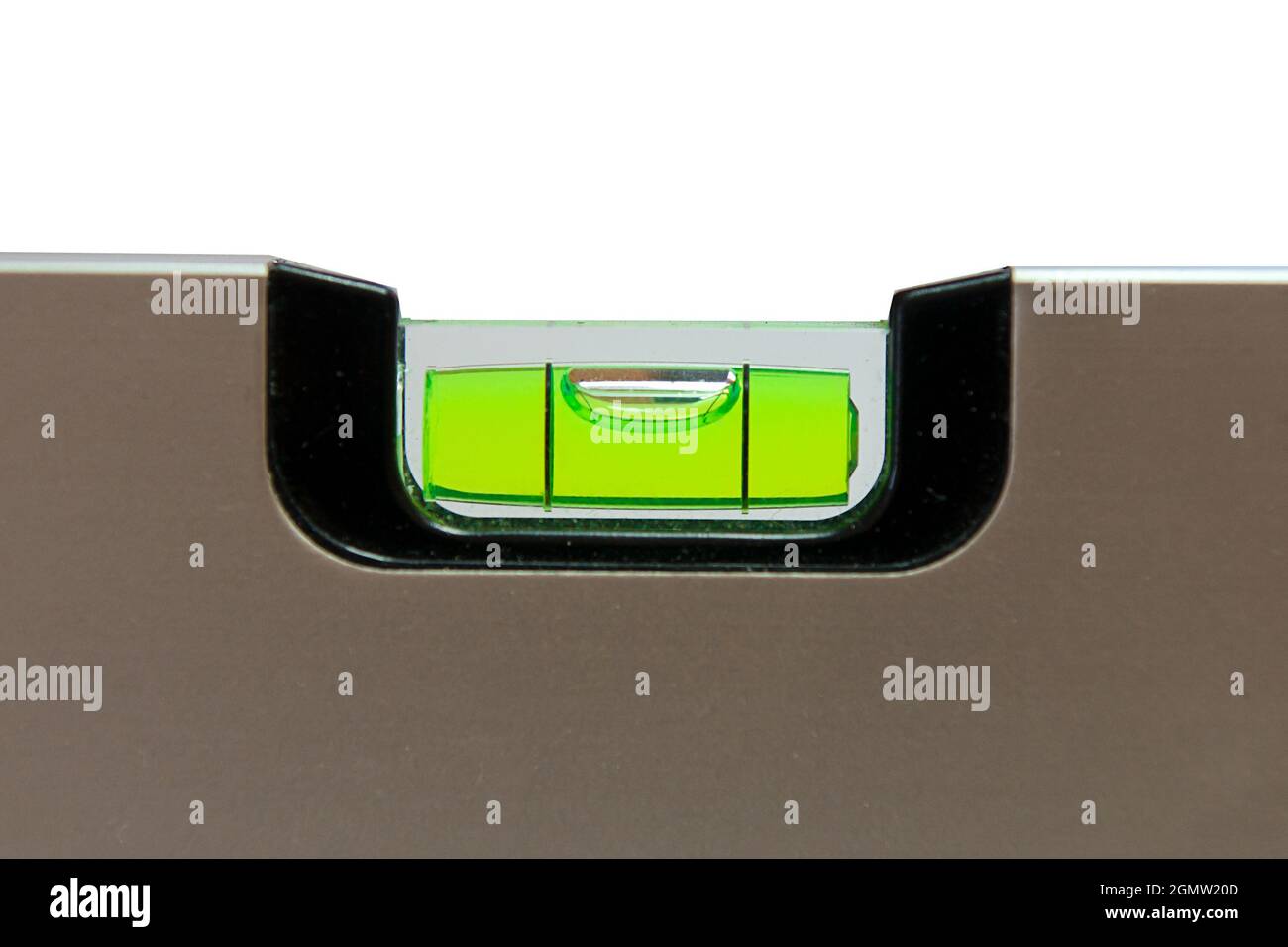 Close-up shot of the center of a construction level measure isolated on ...