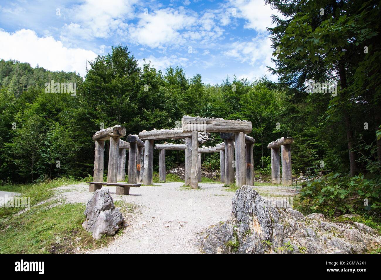 Replica of Stonehenge in the forest Stock Photo - Alamy