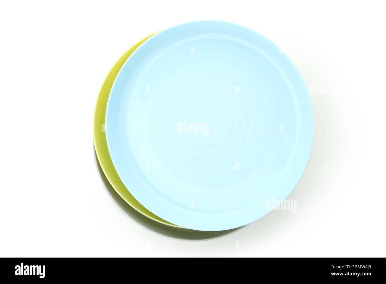 Colorful plastic plates isolated on white background Stock Photo - Alamy