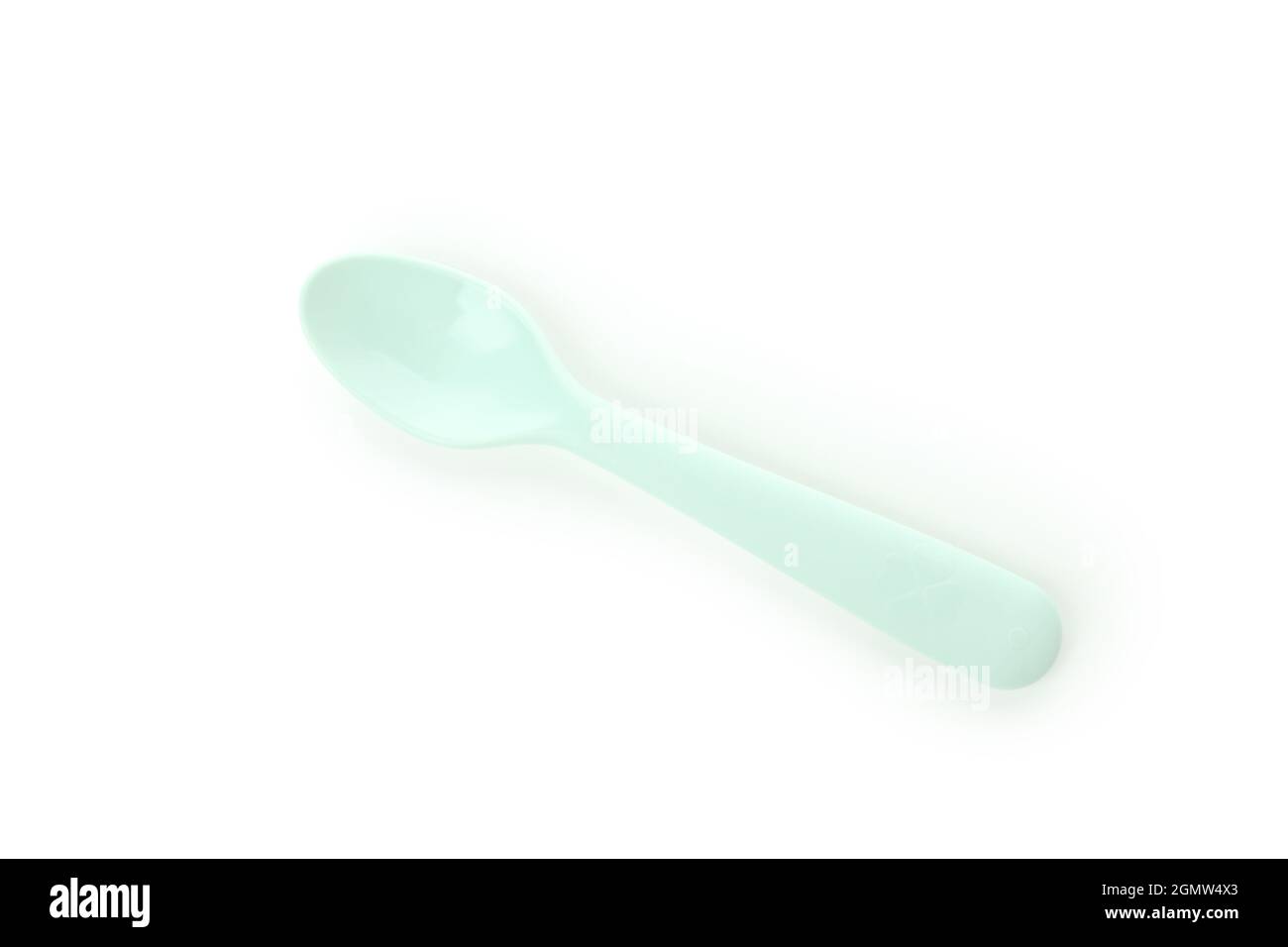 Single plastic spoon isolated on white background Stock Photo - Alamy