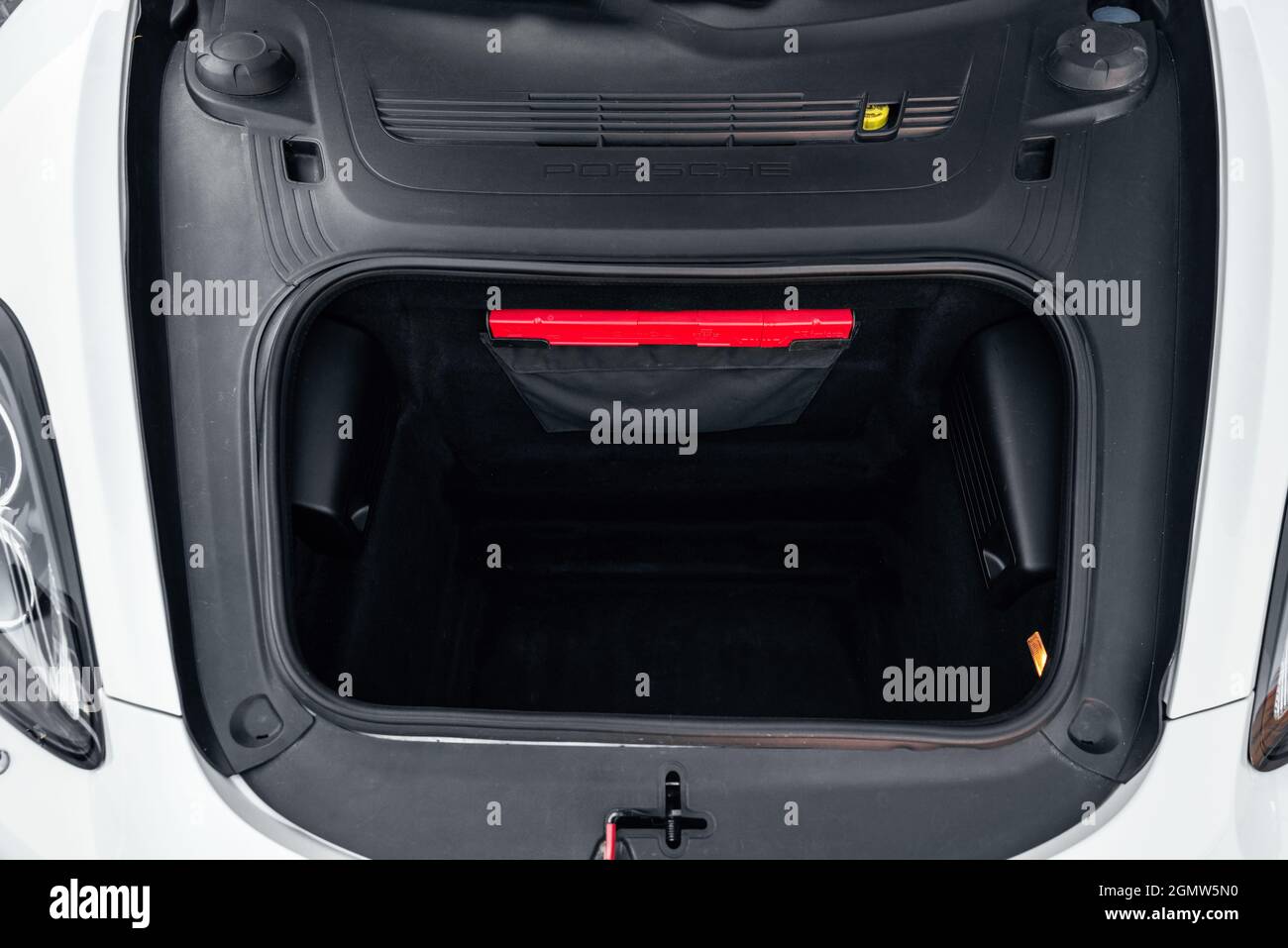 Open trunk of the car Porsche Boxster close up Stock Photo - Alamy