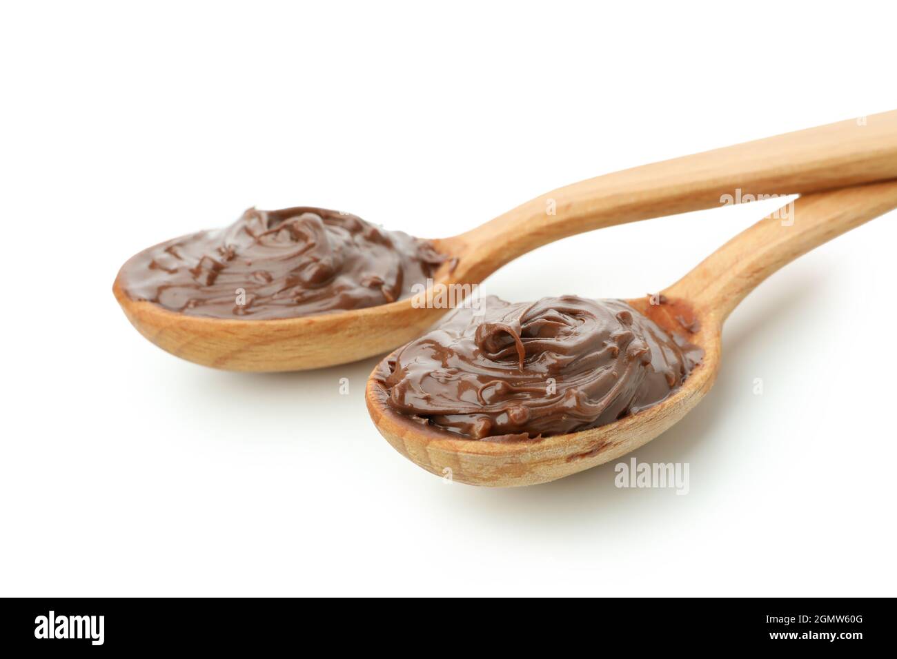 Spoons with chocolate paste isolated on white background Stock Photo ...