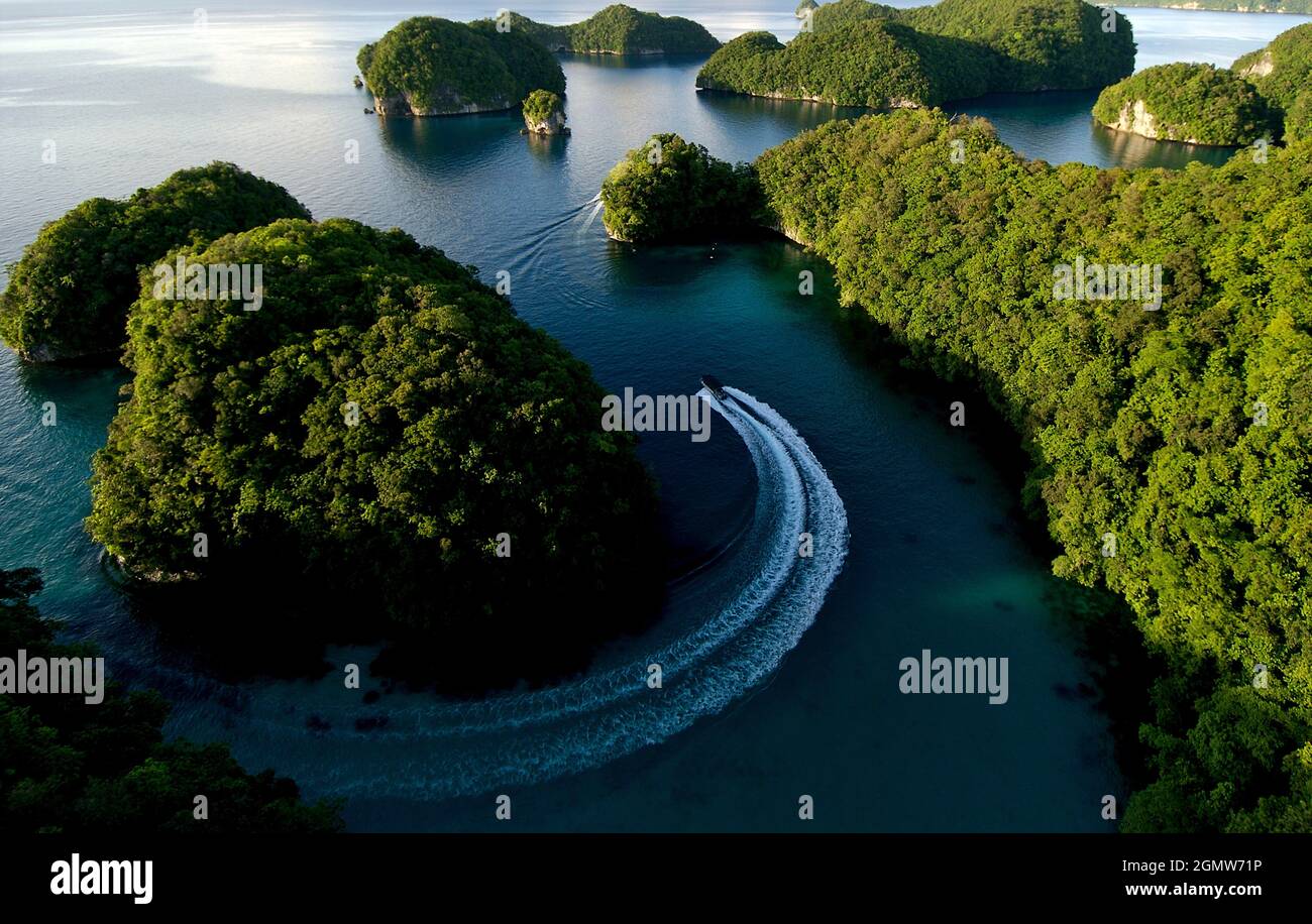 Palau islands aerial boat hi-res stock photography and images - Alamy