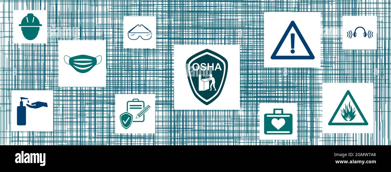 Concept of osha with icons on squares Stock Photo - Alamy