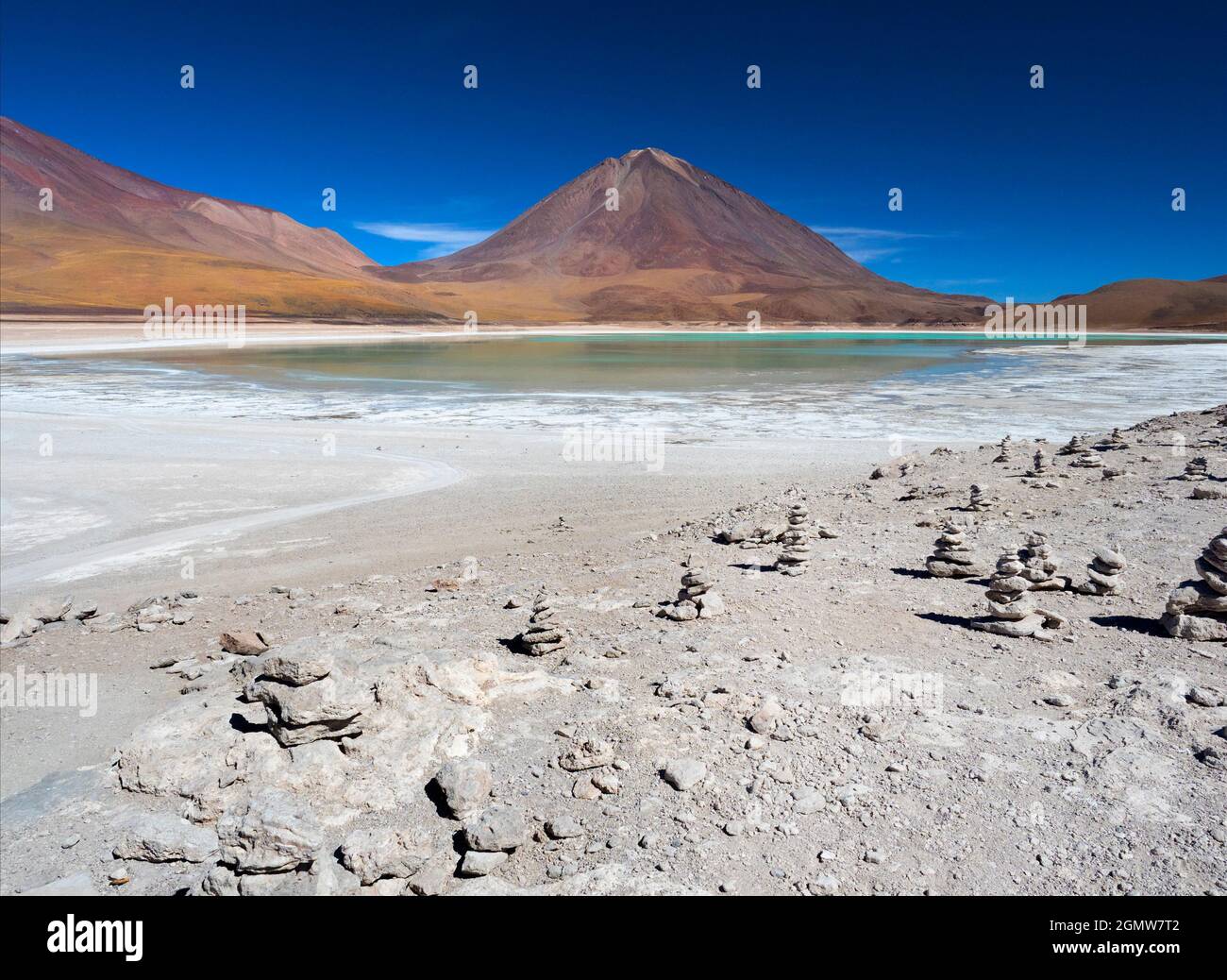 Laguna Verde, Bolivia - 21 May 2018 Laguna Verde (green lake) is aptly ...