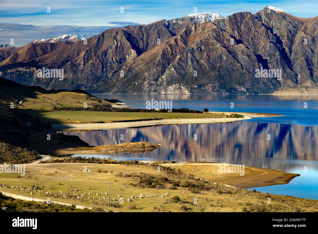 Lake Hawea, New Zealand - 20 May 2012 The beautiful Lake Hawea is ...