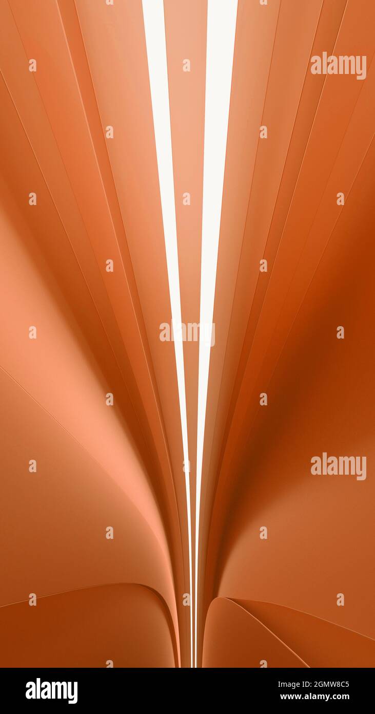 Dynamism abstract background on orange room with lights. 3d rendering ...