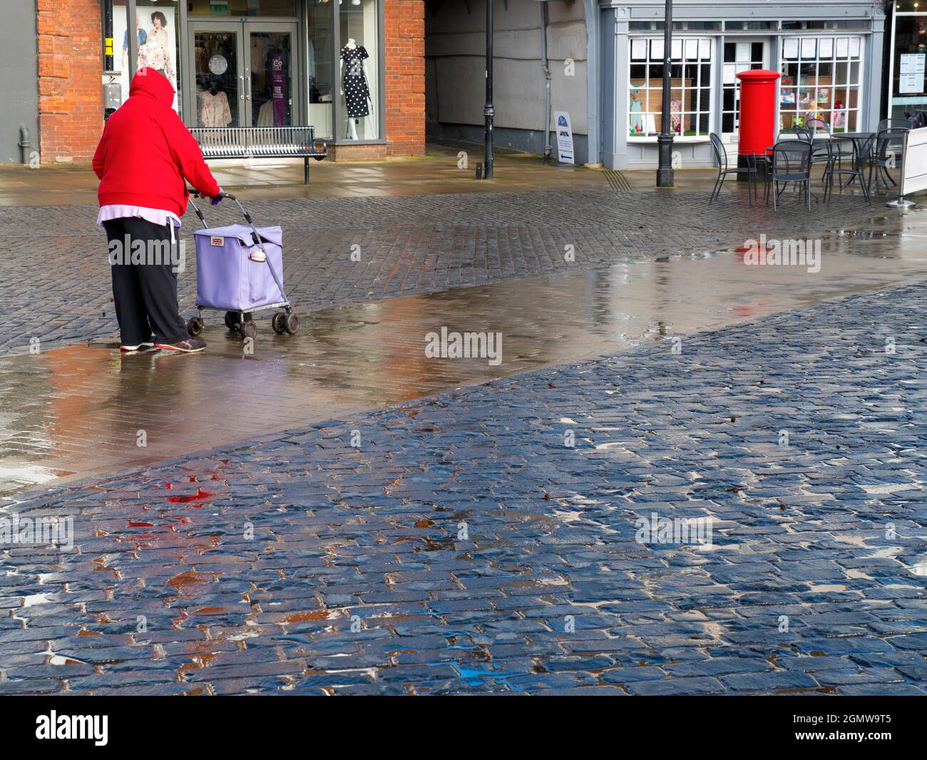 Abingdon, England - 12 March 2020; one person in view. Candid shot of ...
