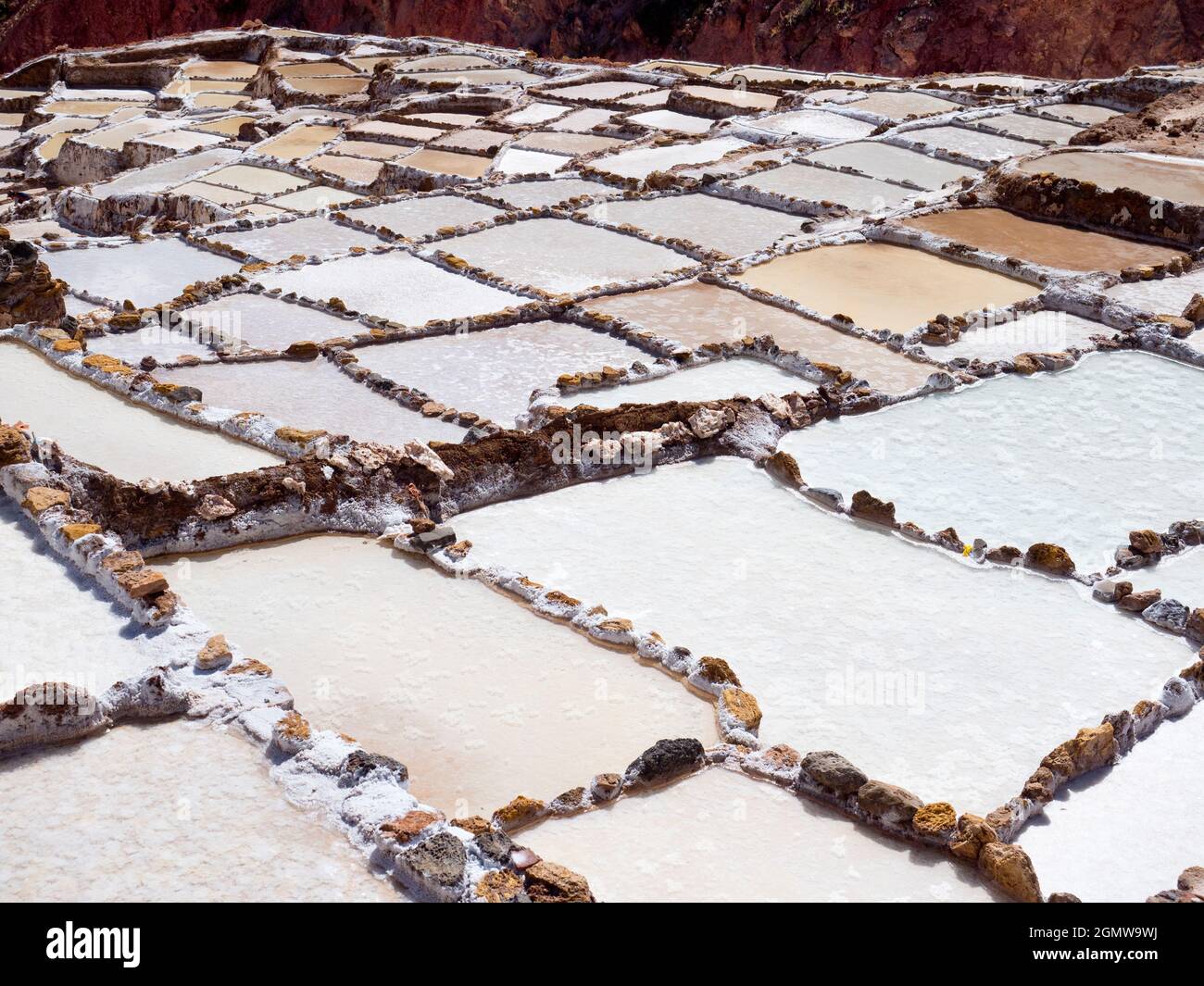 Maras, Peru - 12 May 2018 Maras salt mines have been continuously mined ...