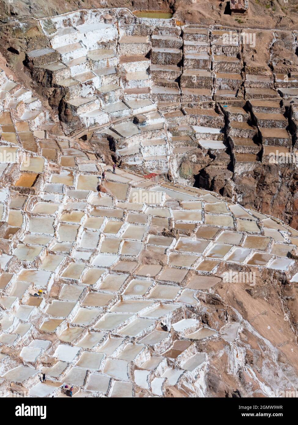 Maras, Peru - 12 May 2018 Maras salt mines have been continuously mined ...