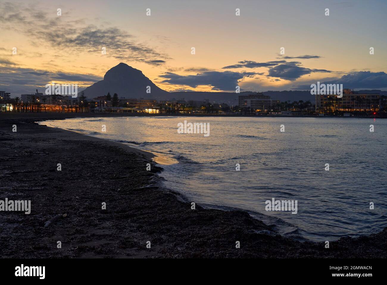 Arenal beach in Jávea (Alicante - Spain) at sunset Stock Photo - Alamy