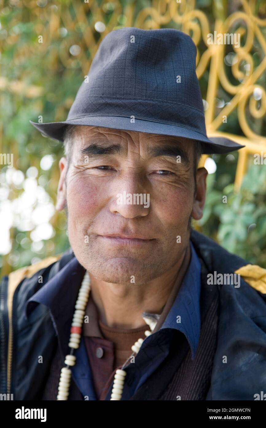 Lhasa, Tibet - 21 October 2006; one man in shot An old face that is ...