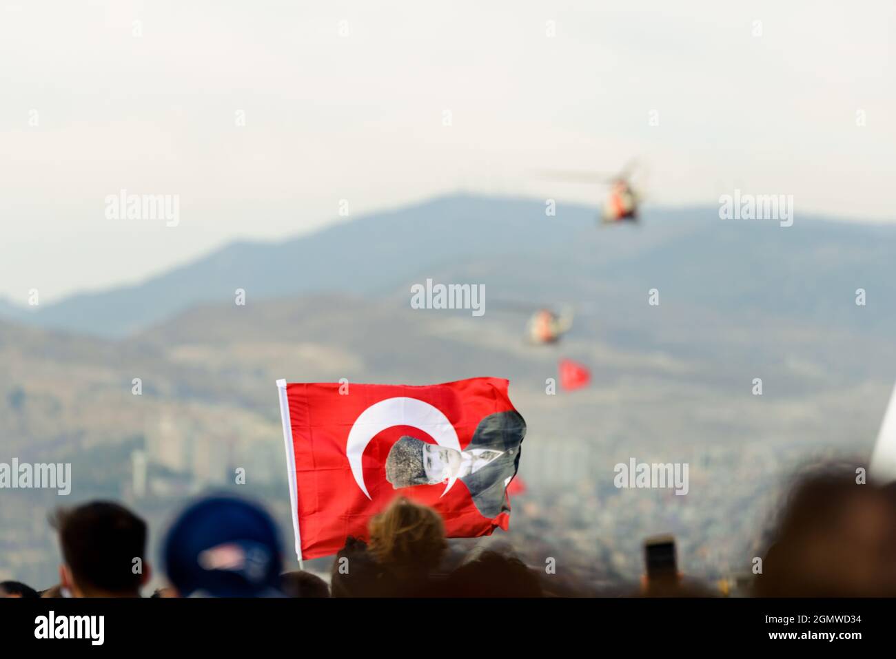 Izmir, Turkey - September 9, 2021: Helicopter demonstration on sky with ...