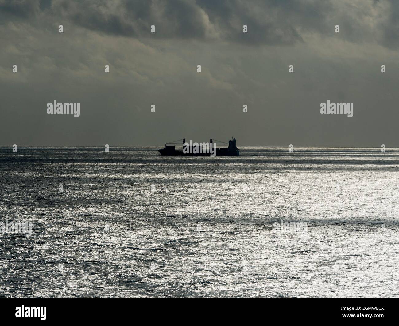 A container ship sails in open seas close to Stavanger, Norway. It's a ...