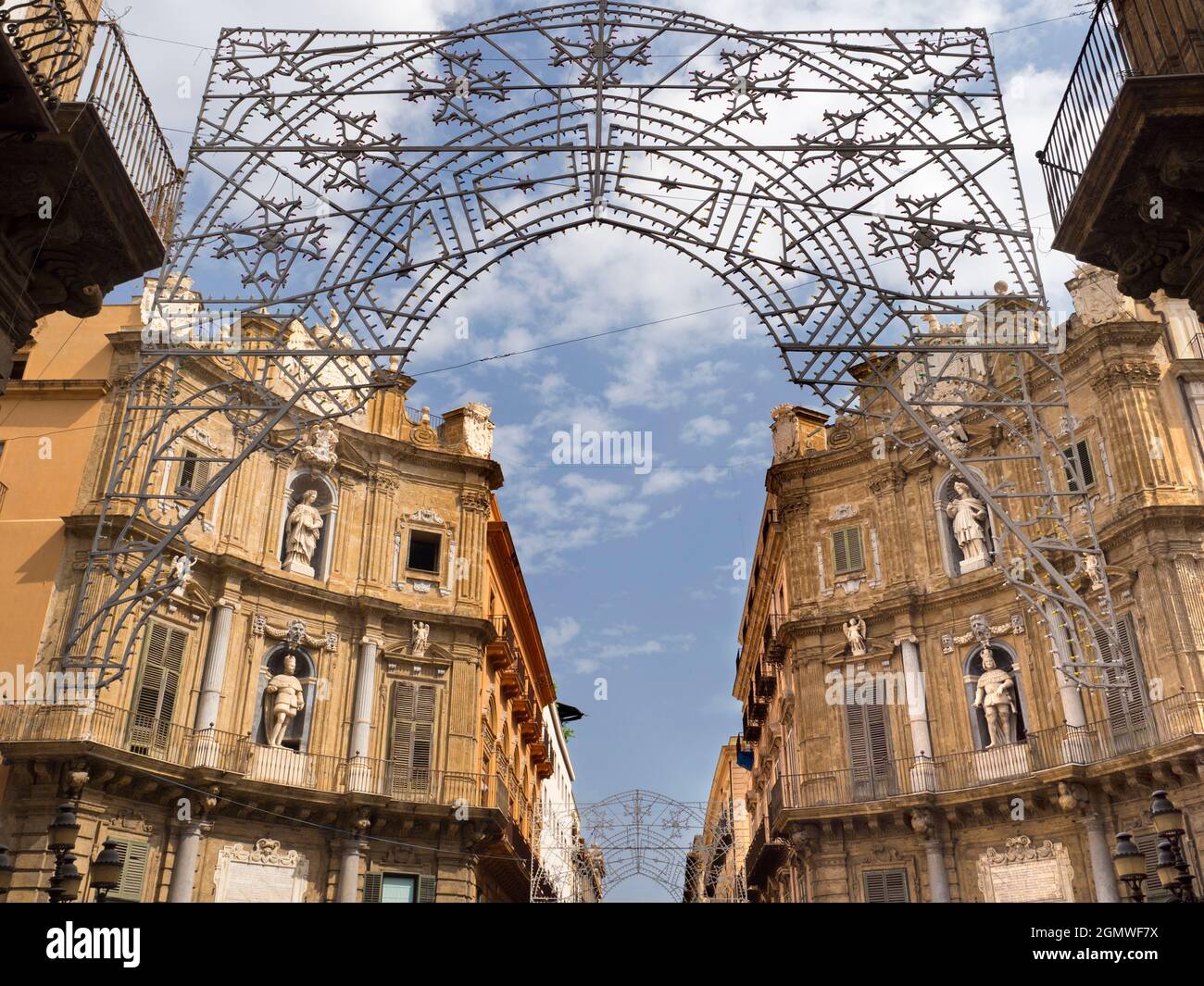 Palermo, Sicily, Italy - 23 September 2019 Piazza Vigliena is a ...