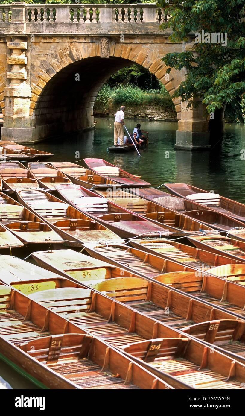 Oxford, England - 2015; A tranquil scene by Magdalen Bridge over the ...