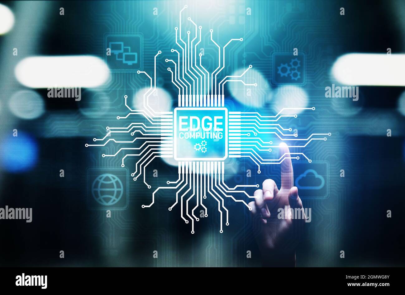 Edge computing modern IT technology on virtual screen concept Stock ...