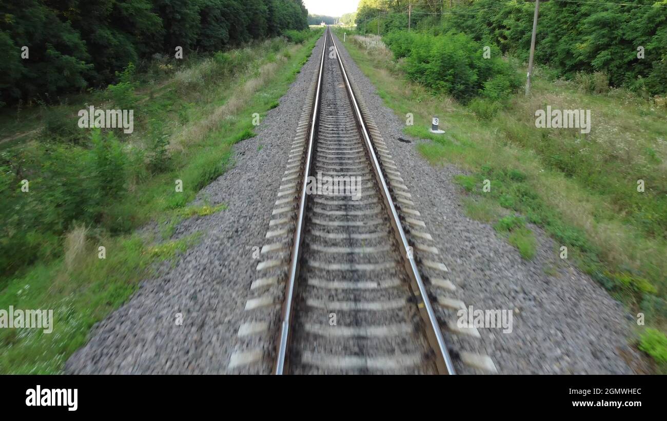 Above the railway tracks. Road for trains Stock Photo - Alamy