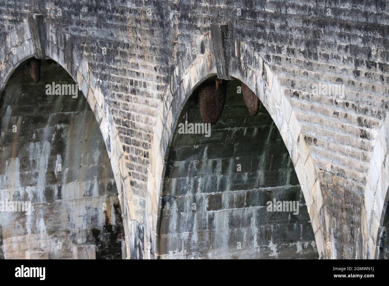 Two arches with two key bricks in enormous supports of the nine arch ...