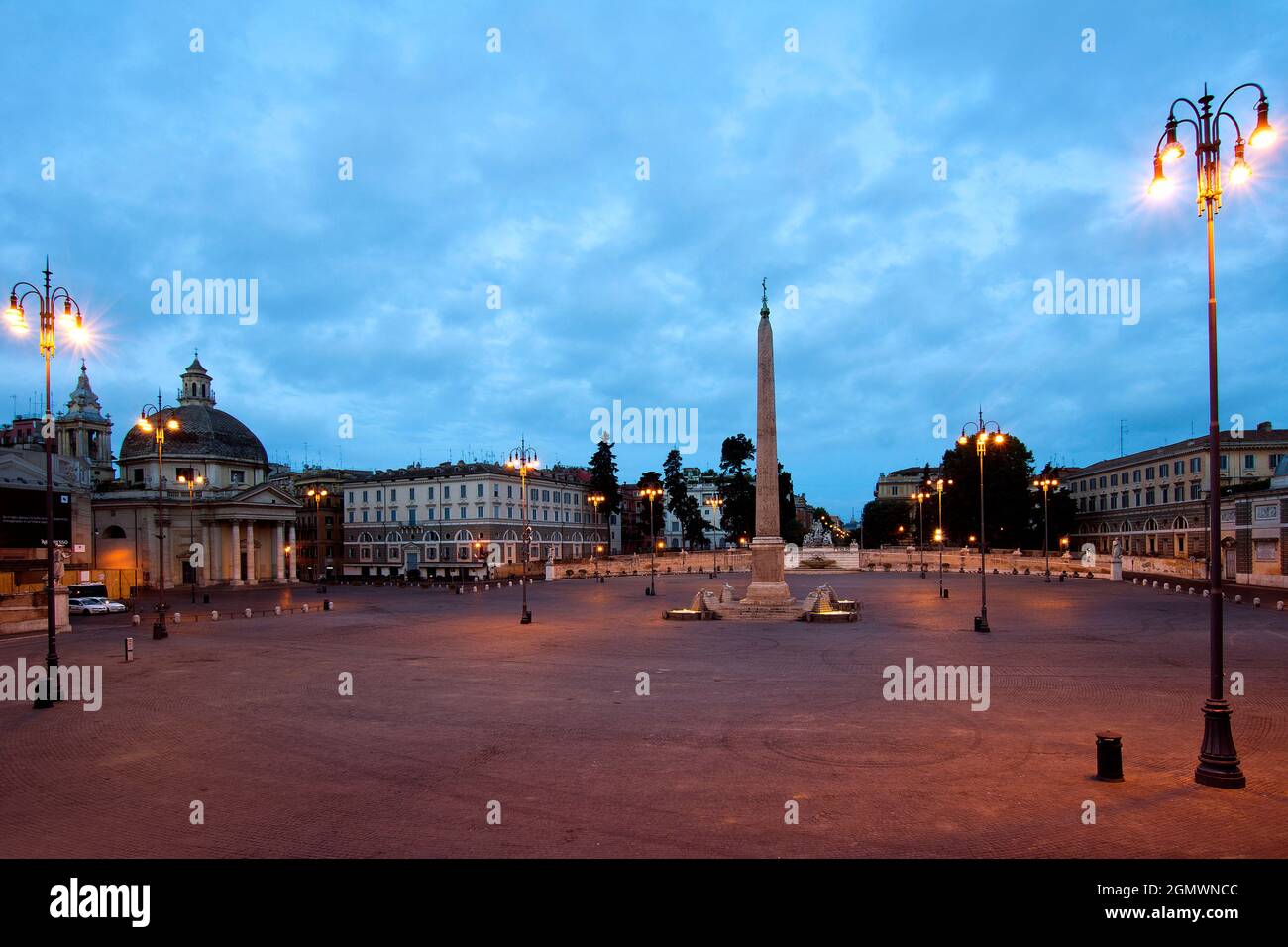 Piazza del Popolo square at the dusk, Rome, Lazio, Italy, Europe Stock ...