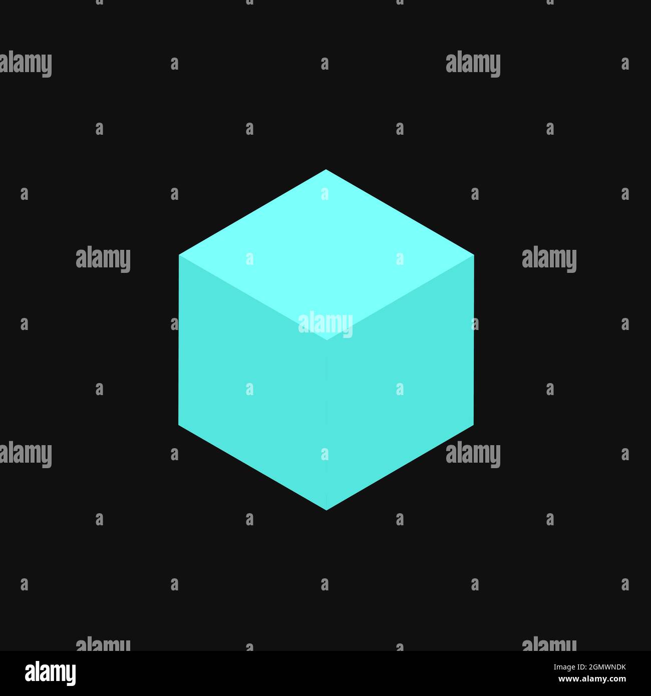 Turquoise 3D Cube on Black Background. Simple Elegant Isolated Element ...