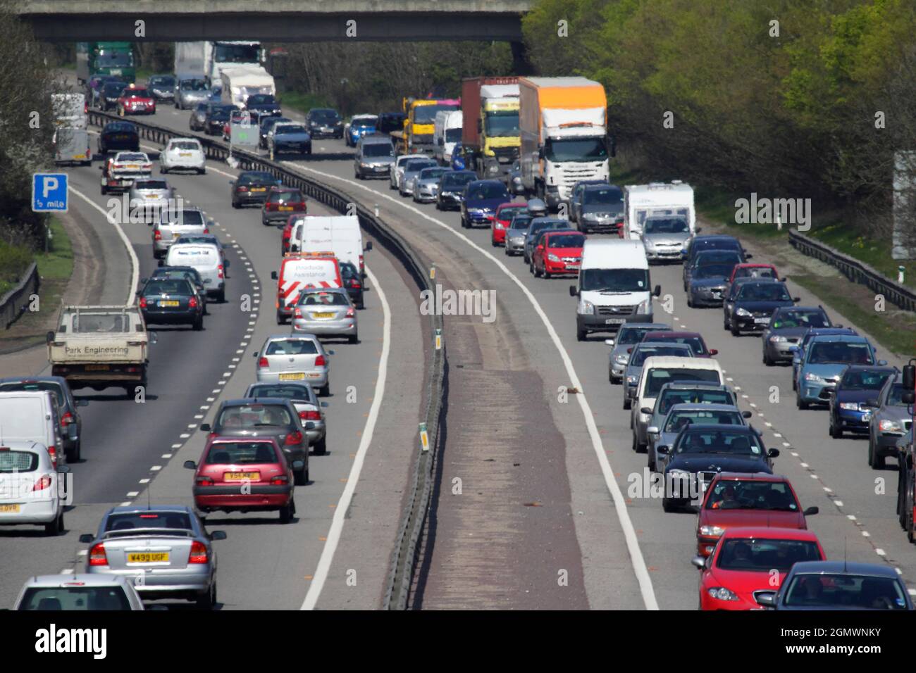 Oxford, England - 2010; Heavy traffic on the A34 highway just outside ...