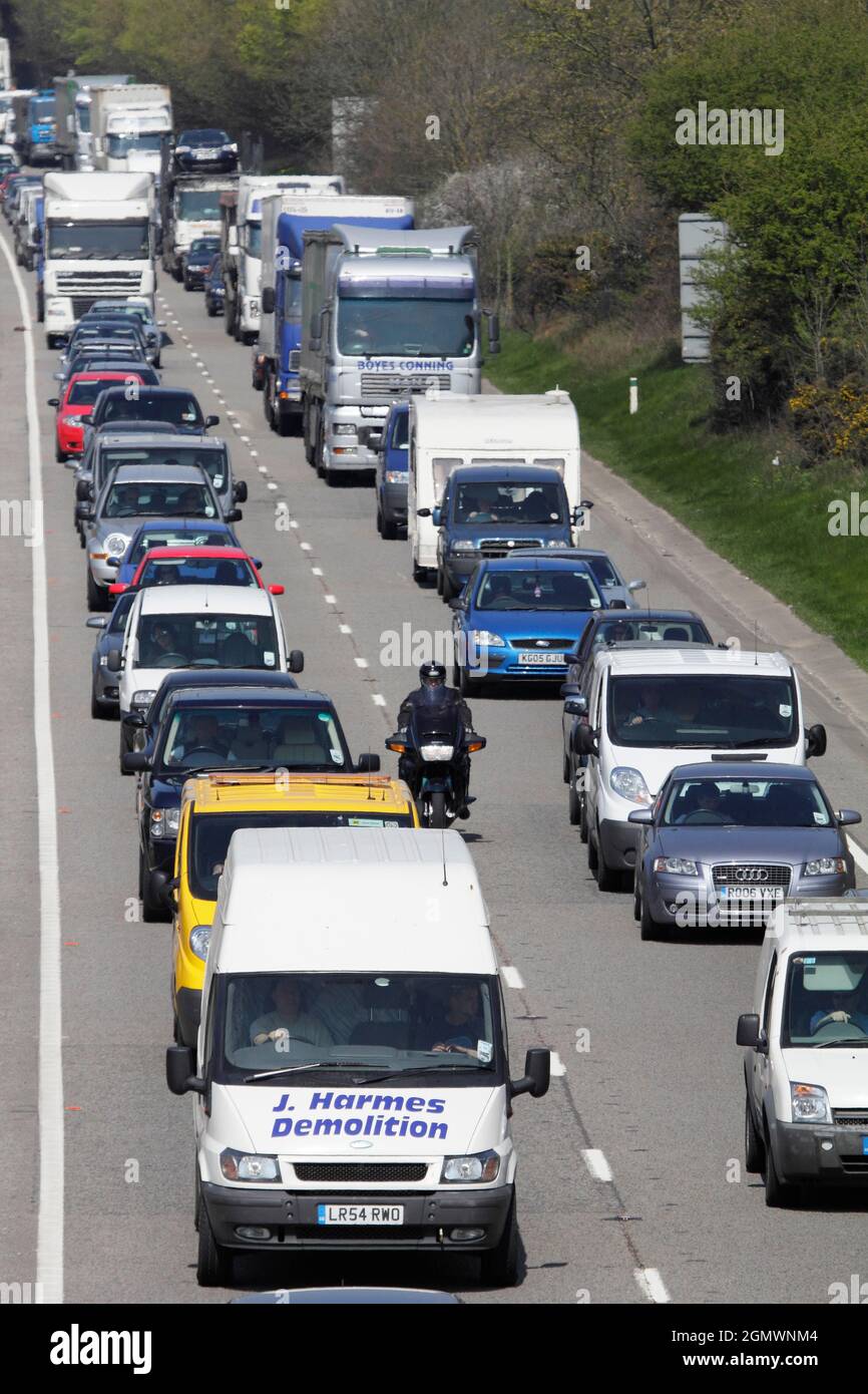Oxford, England - 2010; Heavy traffic on the A34 highway just outside ...