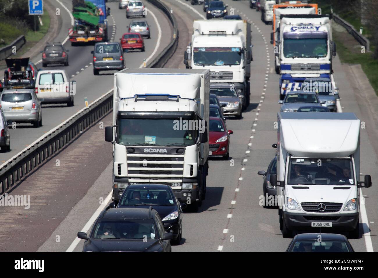 Oxford, England - 2010; Heavy traffic on the A34 highway just outside ...