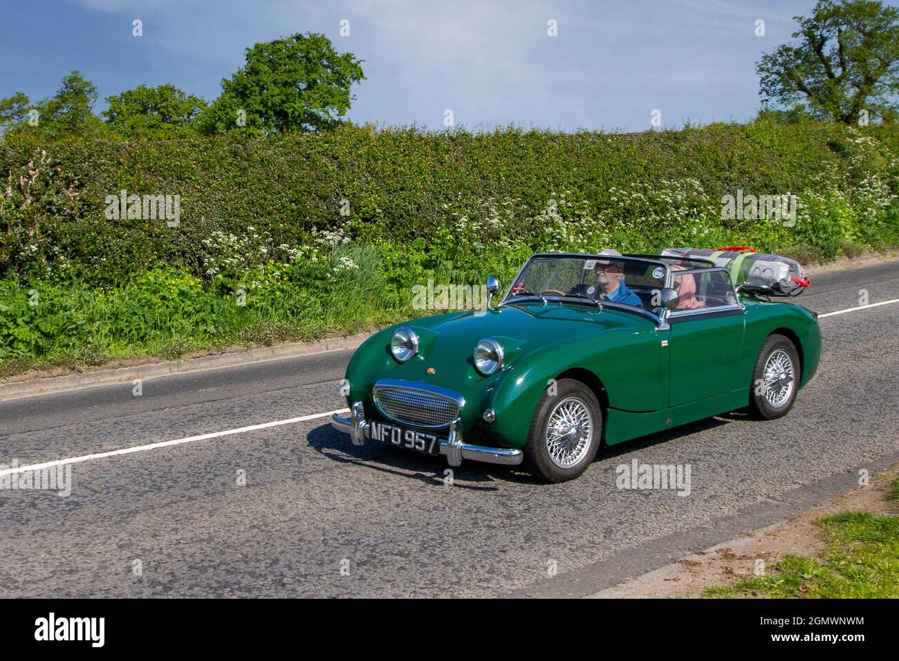 1959 50s green Austin Healey Frog Eye Sprite, 2dr British sports car en ...