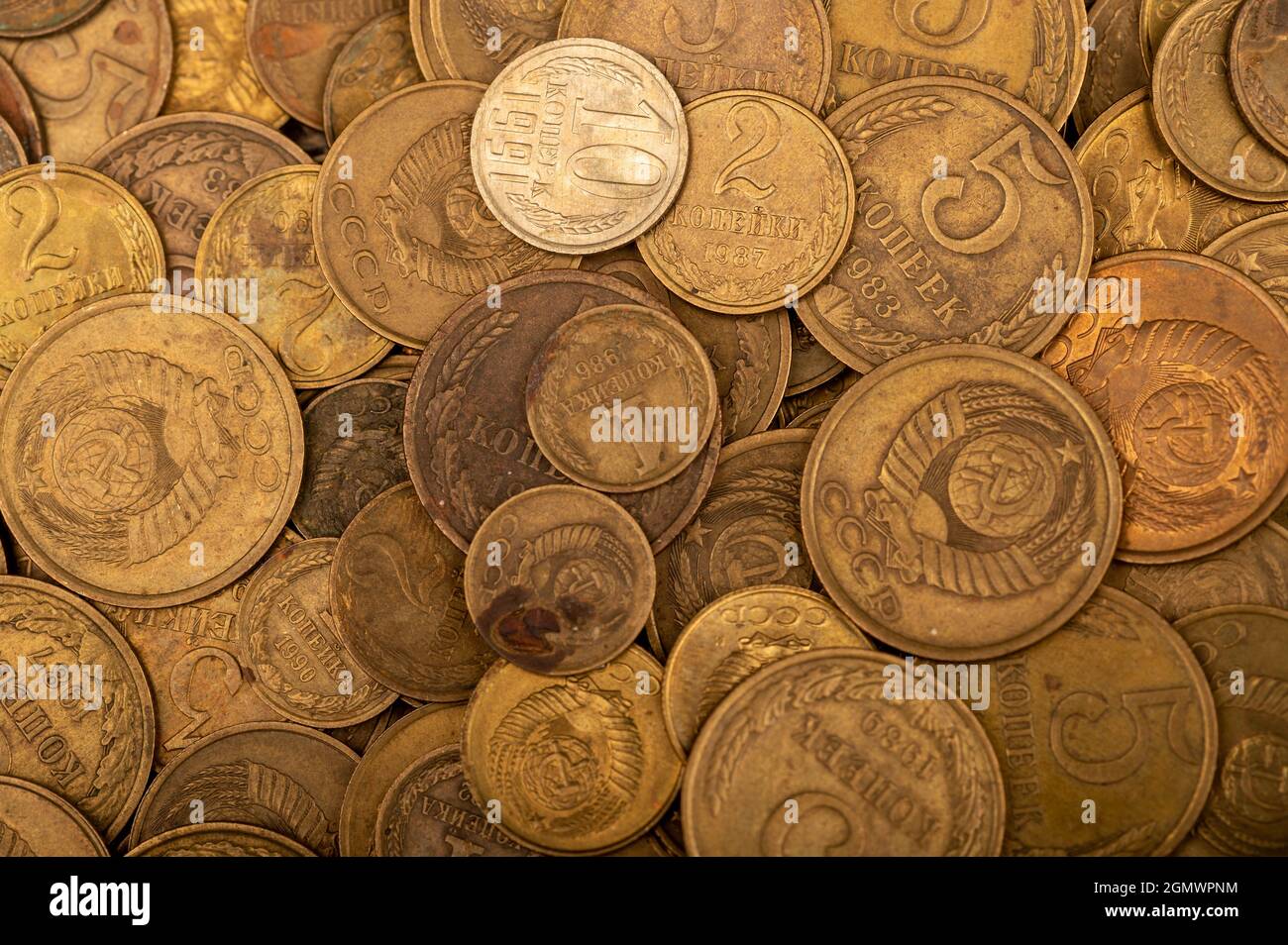 Old coins out of circulation in bulk, background image, close-up ...
