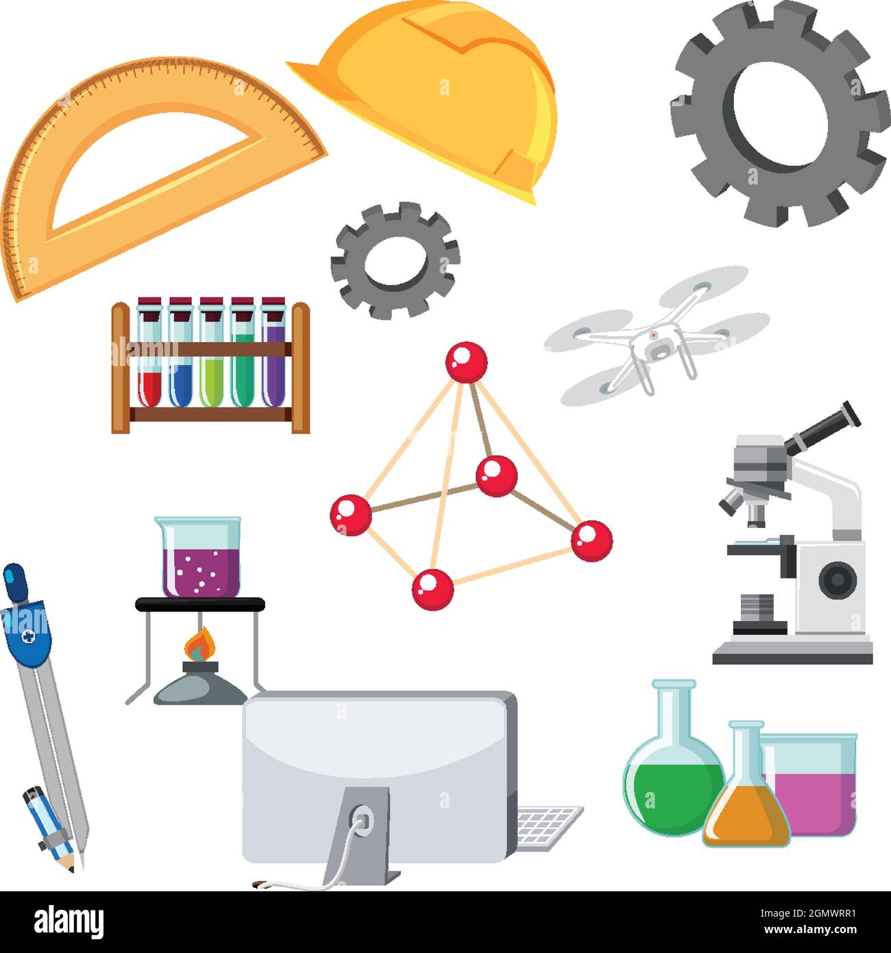 Set of children learning tools illustration Stock Vector Image & Art ...