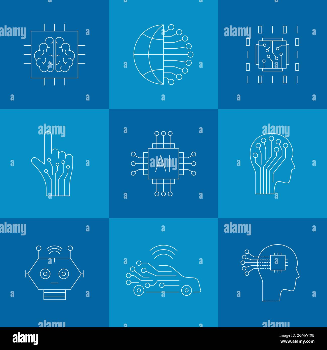Artificial intelligence and machine learning line icon Stock Vector ...