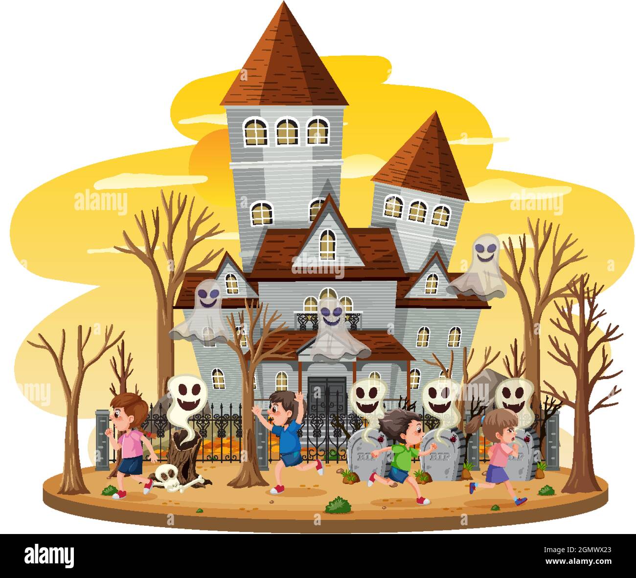 Haunted house at daytime scene illustration Stock Vector Image & Art ...