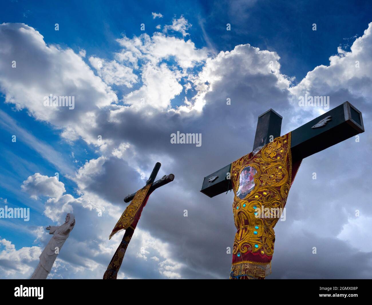 Cusco, Peru - 11 May 2018 Yet another statue of Christ the Redeemer ...