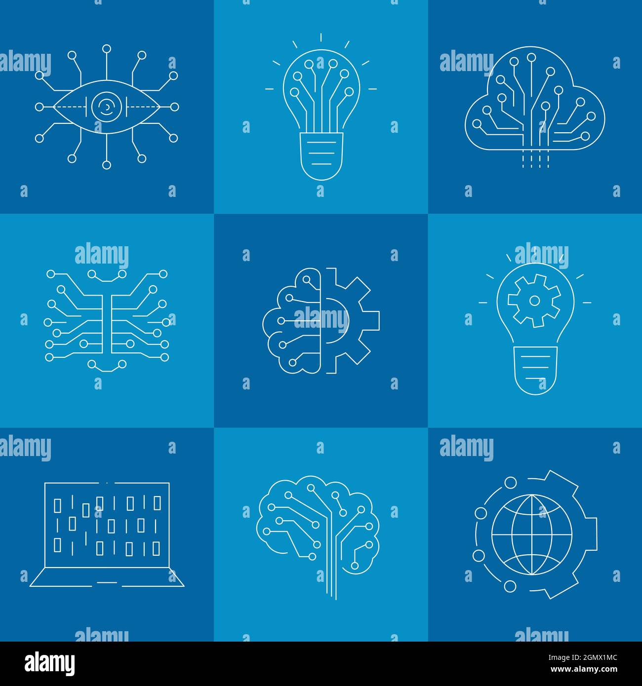 Artificial intelligence and machine learning line icon Stock Vector ...