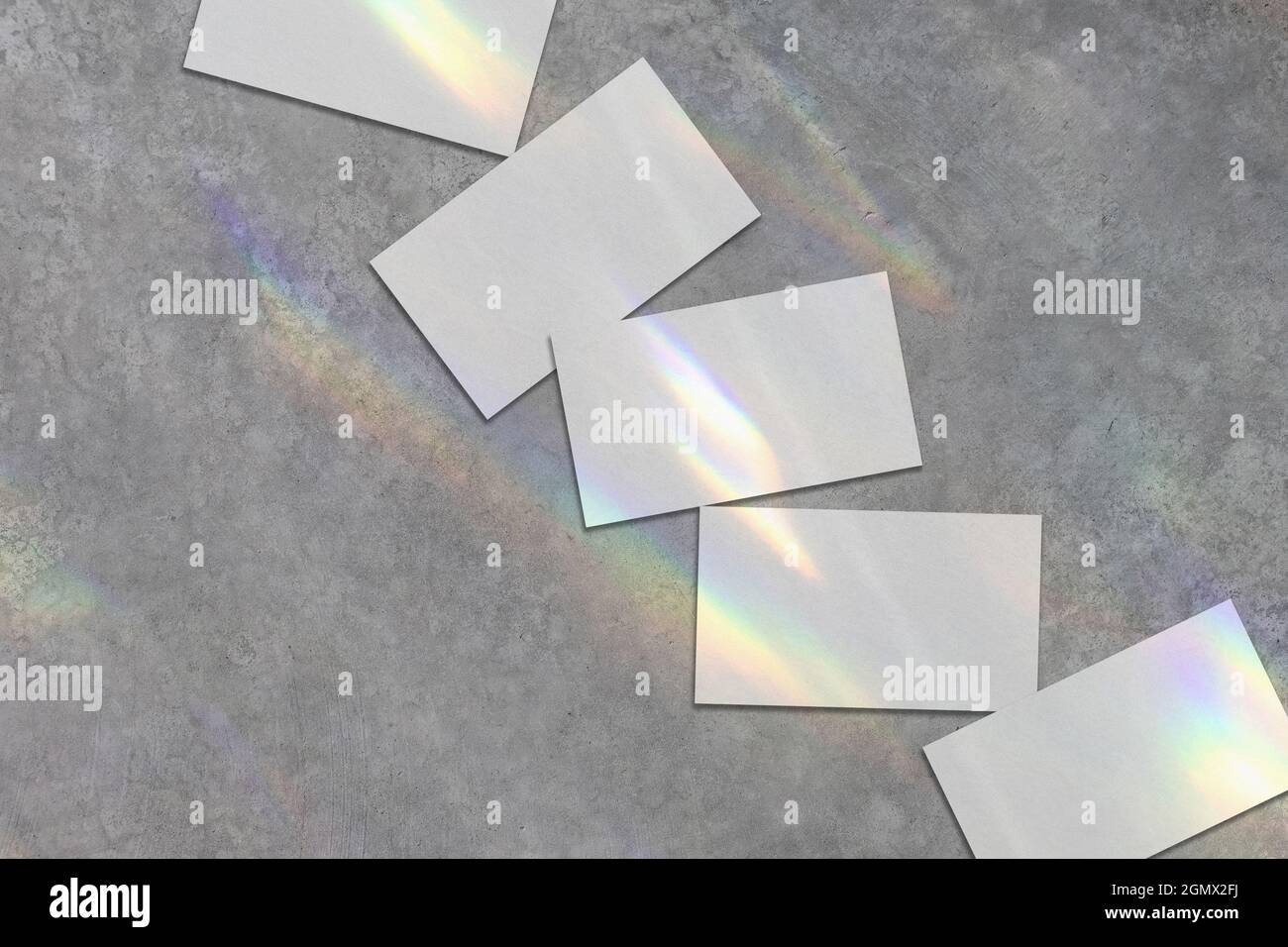 Empty white rectangle business card mockups with diagonal shadows Stock ...