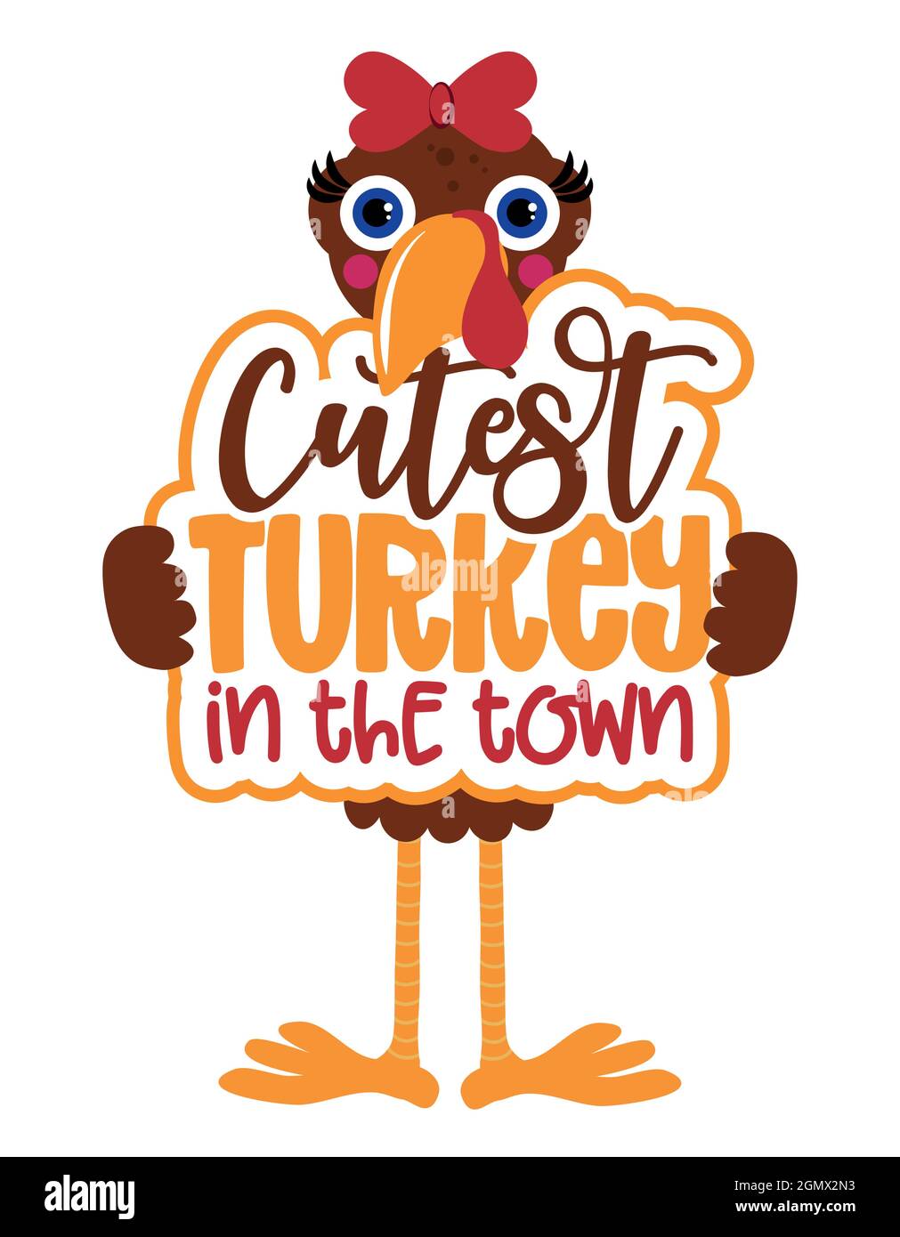 Cutest turkey in town - Thanksgiving Day calligraphic poster. Autumn ...