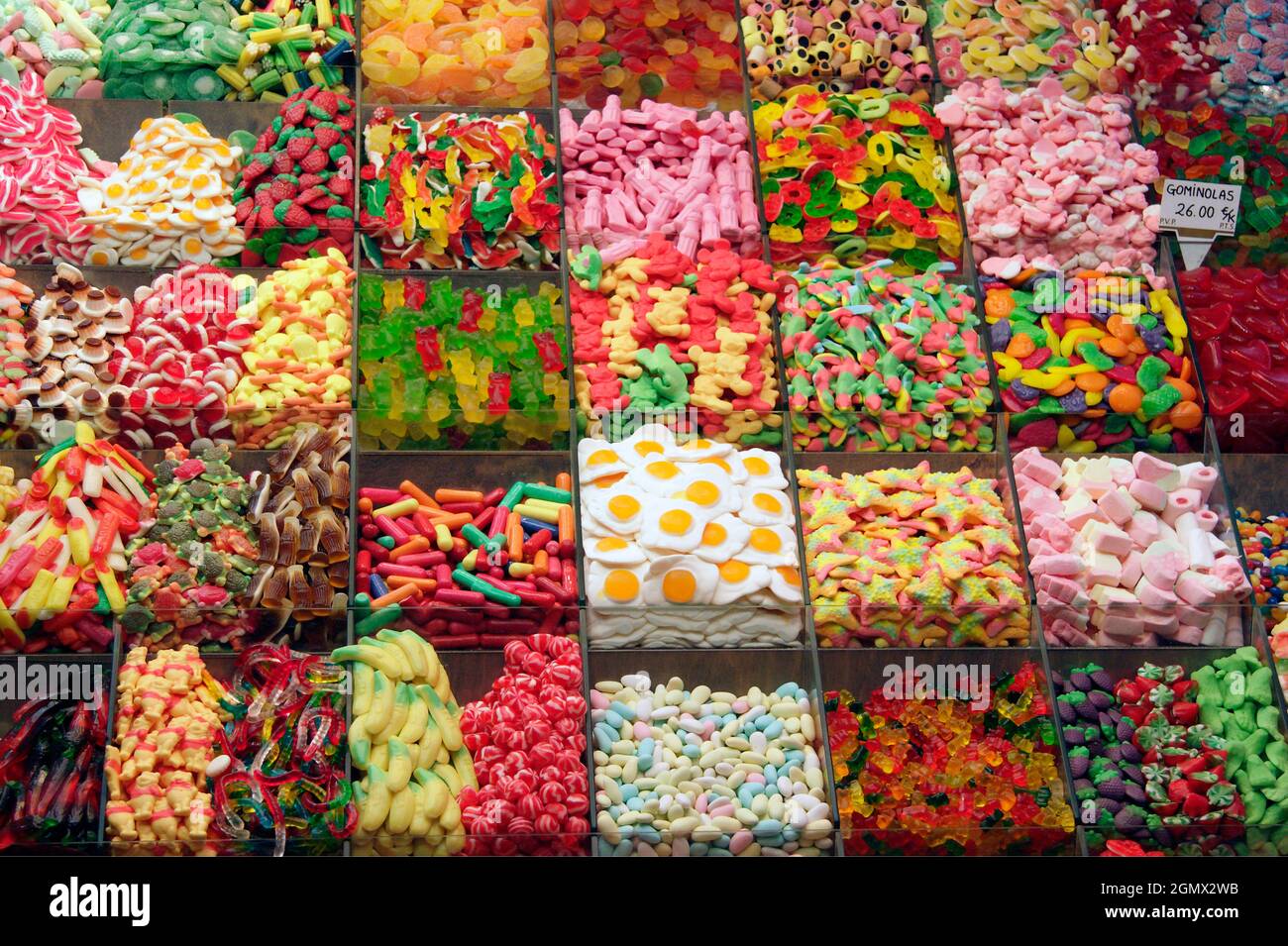 Barcelona, Spain - 9 May 2005. Tempting and colourful display of sweets ...