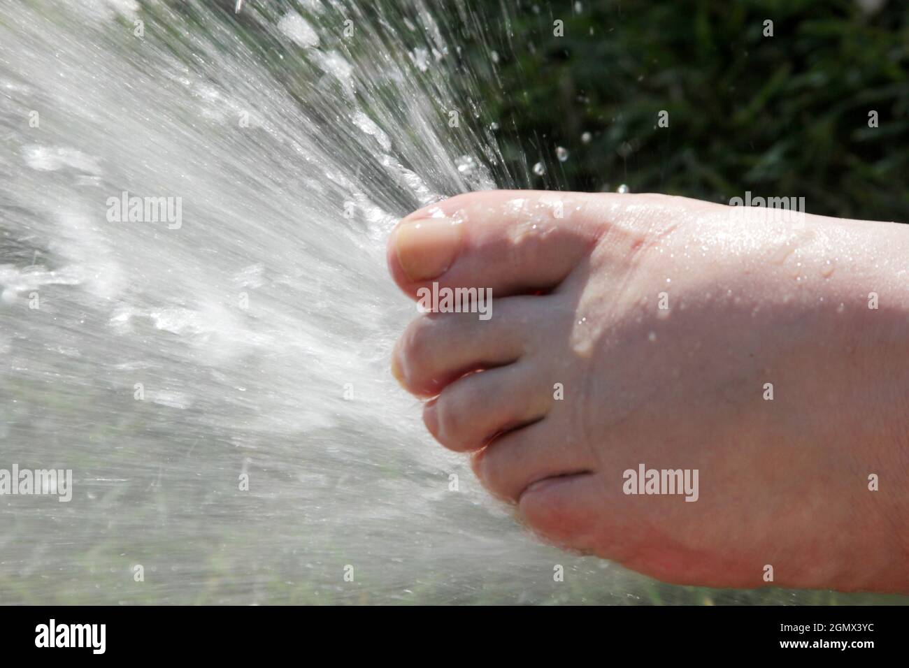 cooling your feet with the sprinkler Stock Photo - Alamy