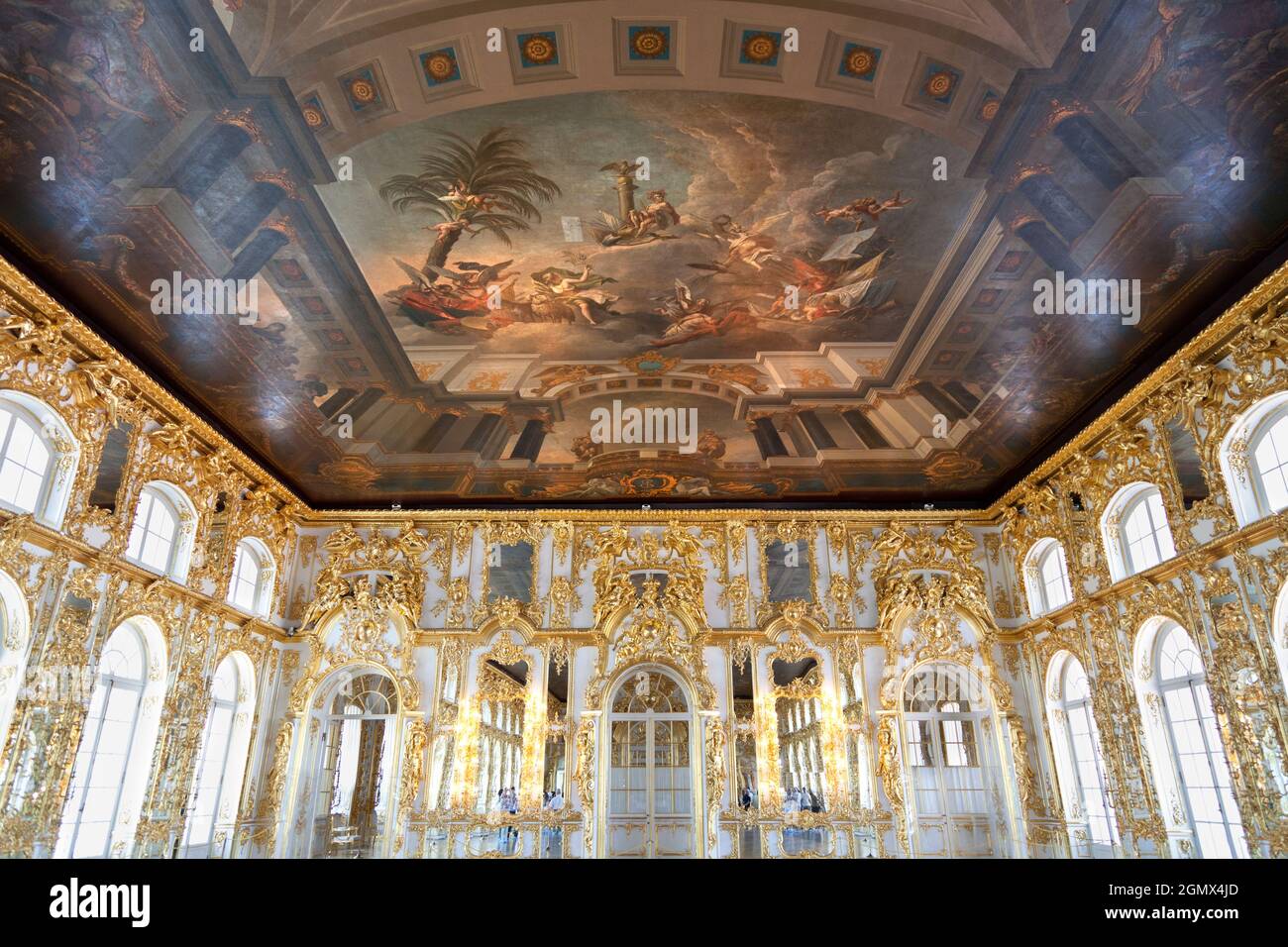 Pushkin, Russia - 11 June 2011. The lavish Catherine Palace is a Rococo ...
