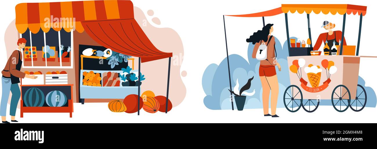 Buying at stall Cut Out Stock Images & Pictures - Alamy