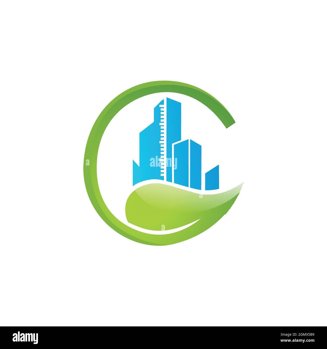abstract letter G nature and building logo icon flat concept vector ...