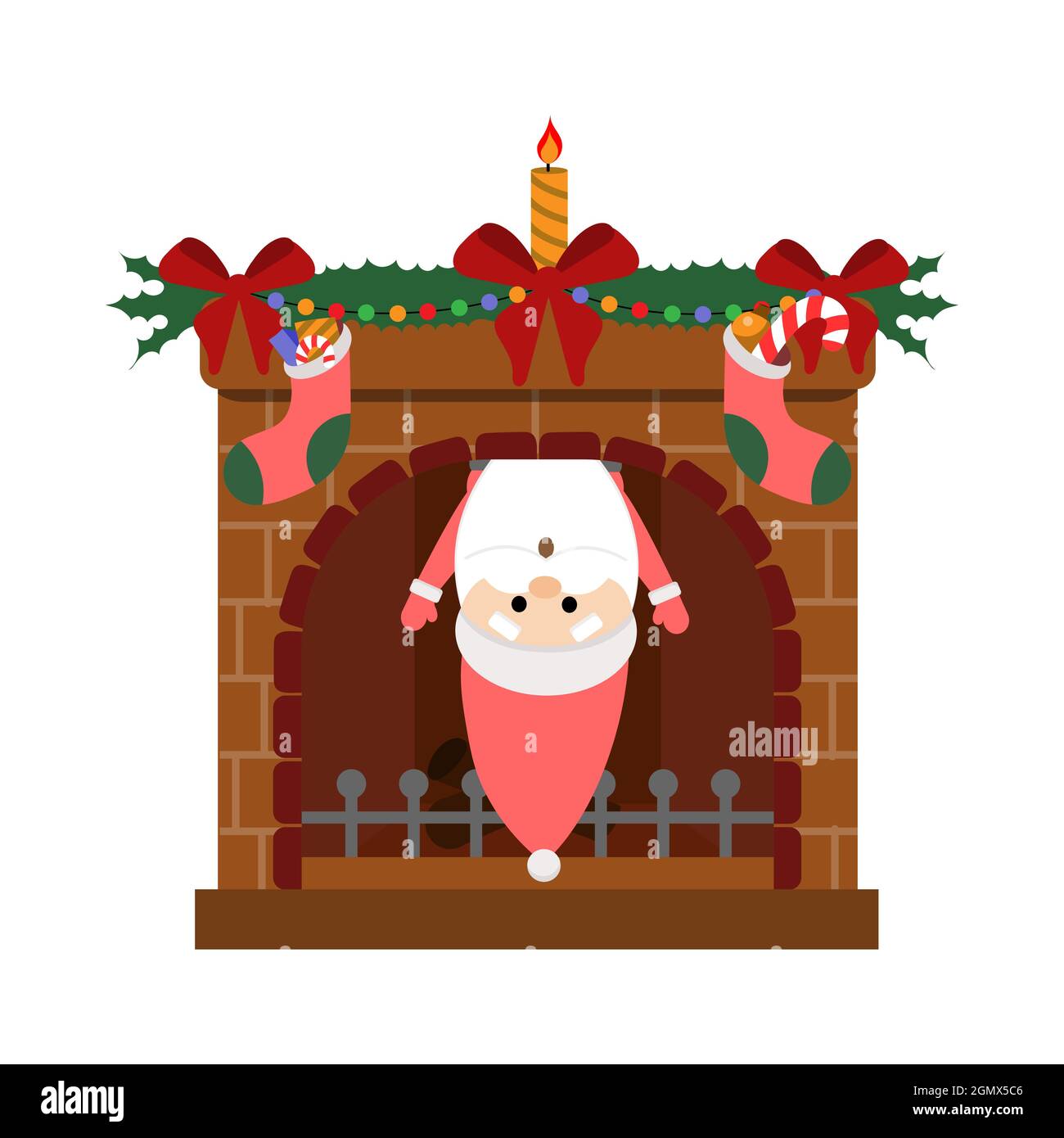 Santa Fireplace Clipart